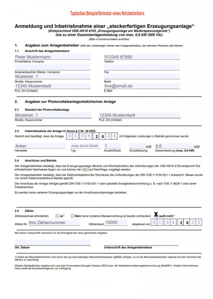 Balkonkraftwerk Anmelden Vordruck Edis