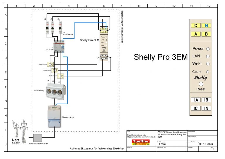 Shelly Pro 3EM überwacht Stromverbrauch und regelt Einspeisung